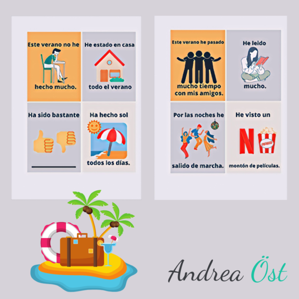 INFOGRAFÍA oraciones sobre ¿qué has hecho este verano? - Andrea Ostele